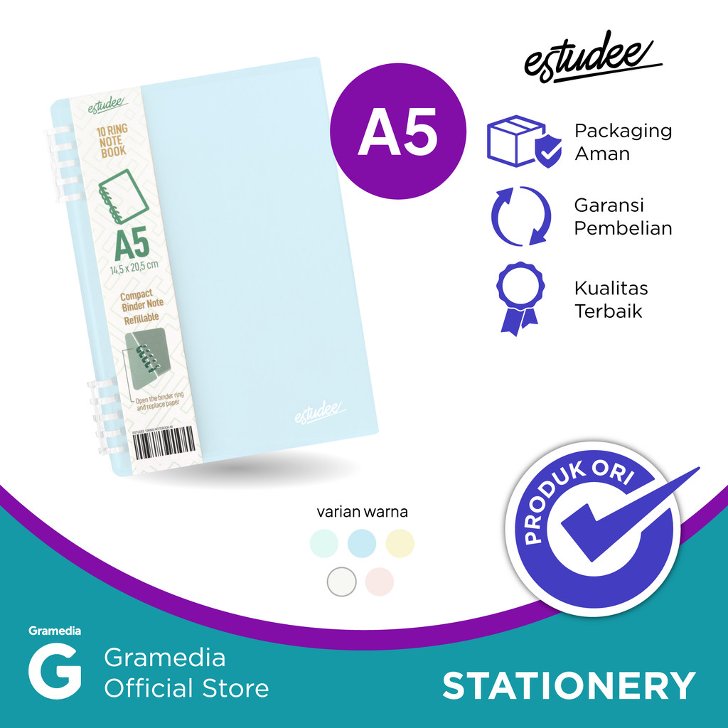 Jual Estudee 10Ring Notebook A5 Ice Blue | Shopee Indonesia