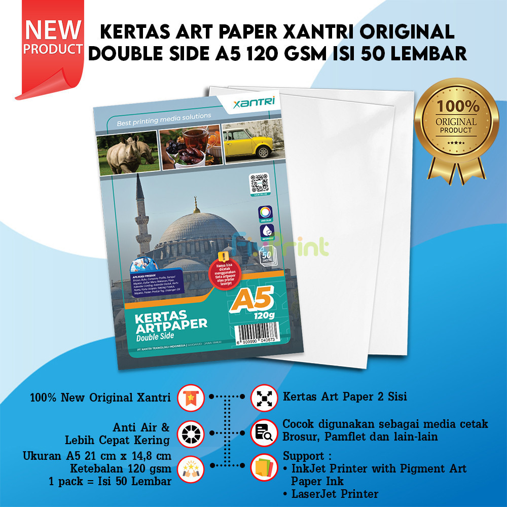 Jual 50 pcs Kertas Art Paper A5 120gsm 120 gsm Print Foto Photo Double ...