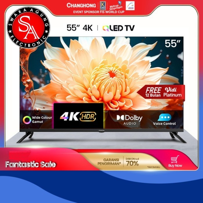 Jual QLED UHD 4K Google TV 55 Inch Changhong Type : U55QCN1 - HDR10 ...