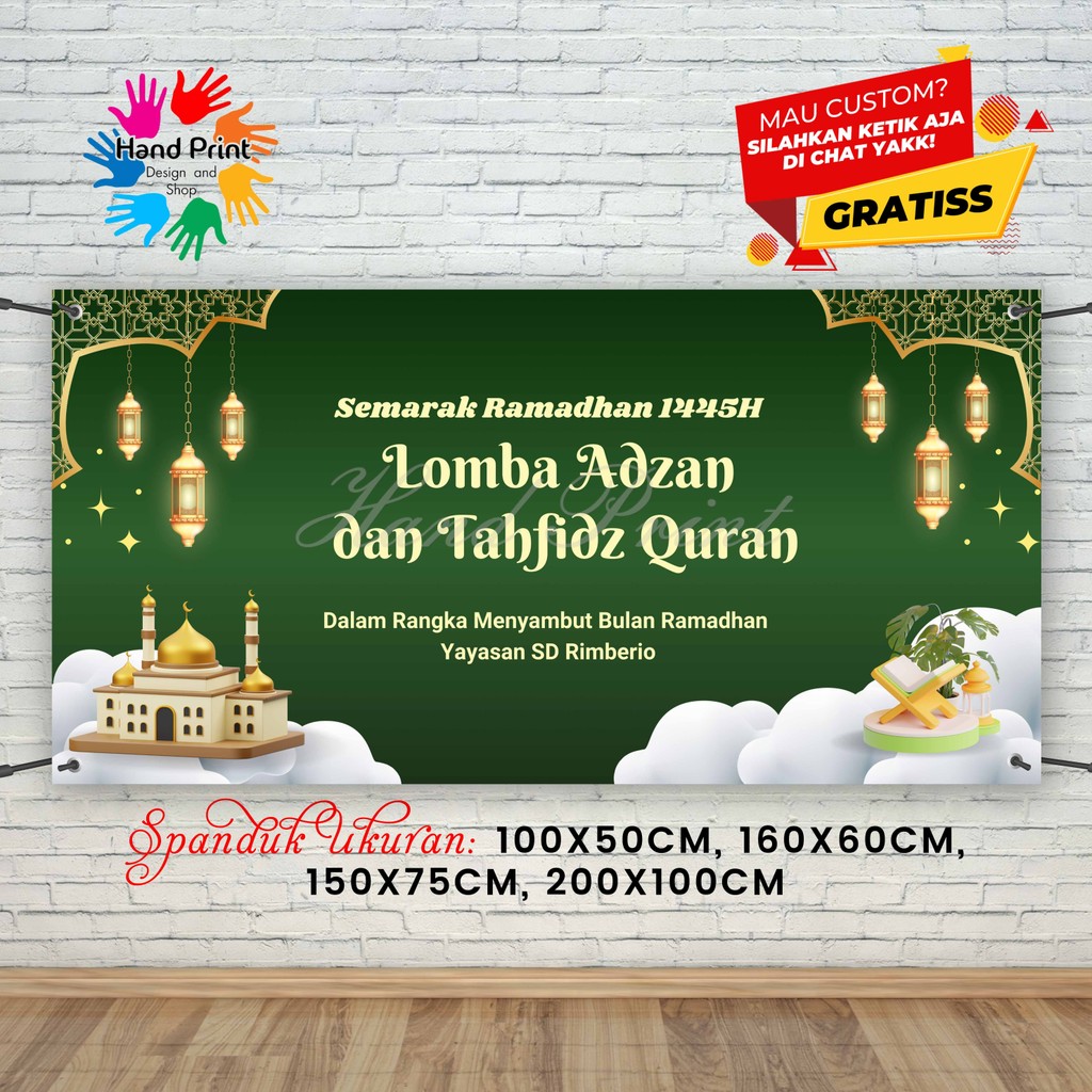 Jual Cetak Spanduk Banner Lomba Adzan Putih Awan Dan Hijau MMT Spanduk ...