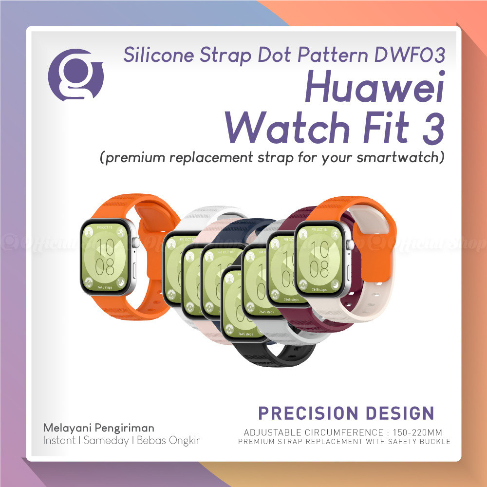 Jual DWF03 Strap for Huawei Watch Fit 3 Tali Jam Silikon Dot Pattern ...