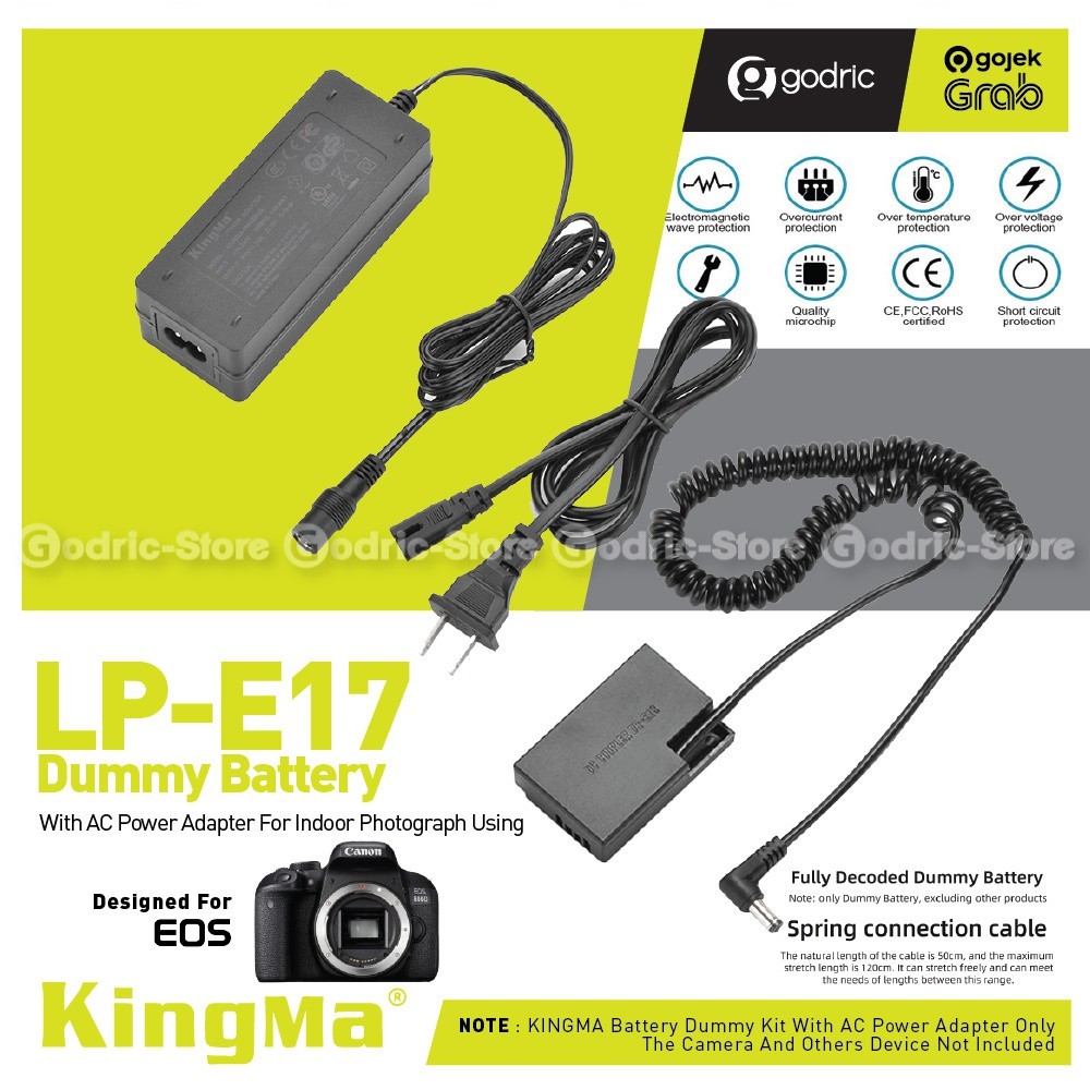 Jual Kingma Dummy Battery Kit Canon LP-E17 Indoor with AC Power Supply ...
