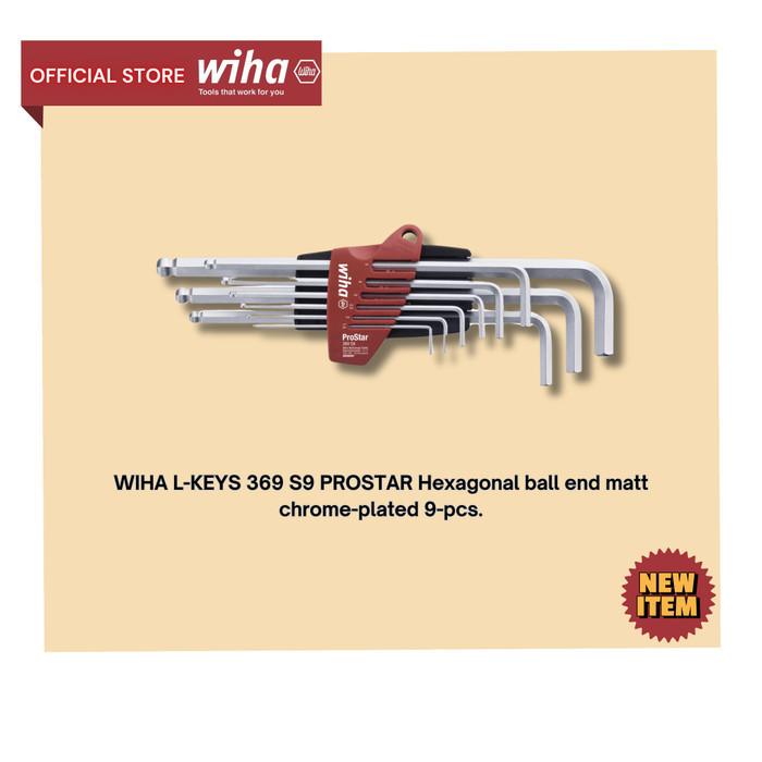 Jual WIHA L-KEYS 369 S9 PROSTAR Hexagonal ball end matt chrome-plated 9-pcs - Official Wiha ...