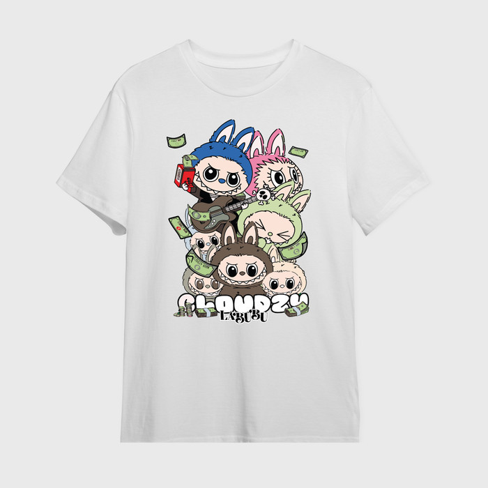 Jual Kaos Wanita LABUBU CLOUDZY THE MONSTER POP MART Combed 30s Putih ...