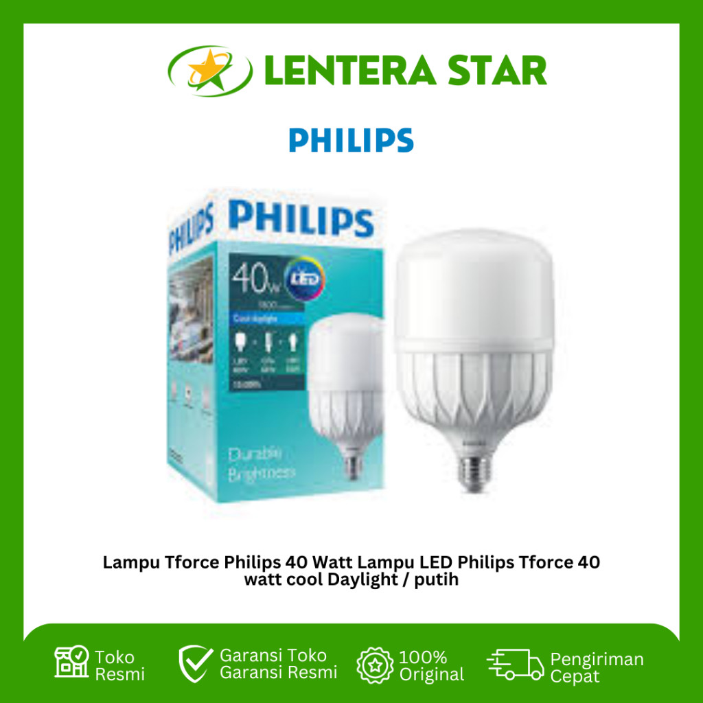 Jual Lampu Tforce Philips 40 Watt Lampu LED Philips Tforce 40 watt cool Daylight / putih ...