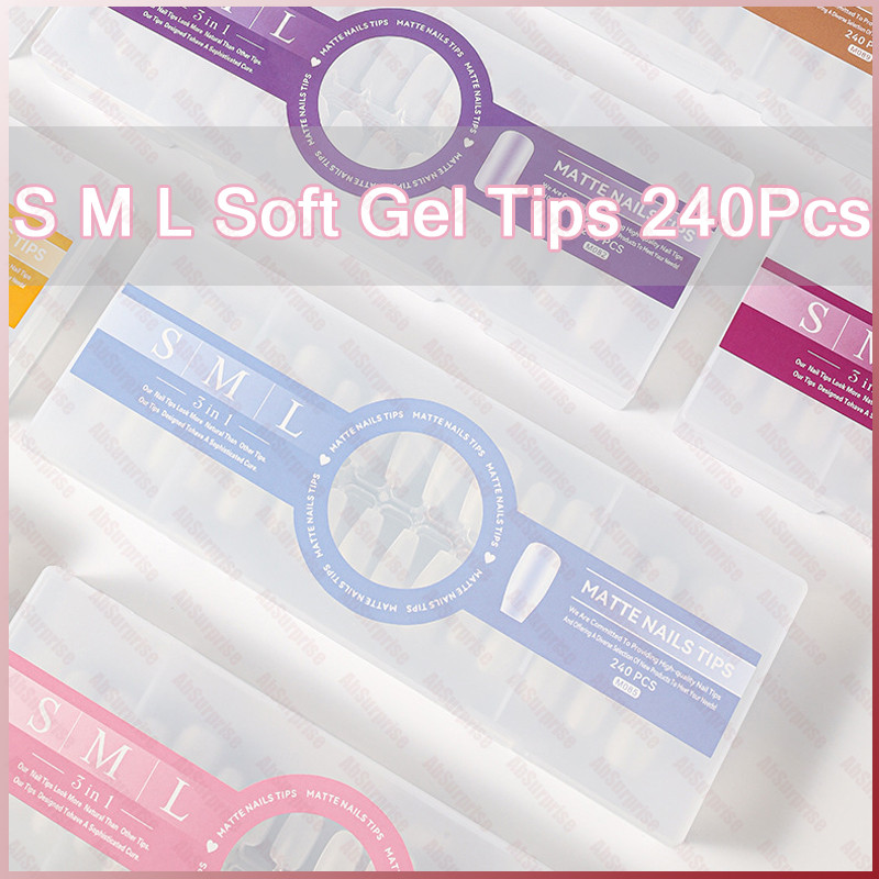Jual Soft Gel Tips 240Pcs Nail Extension/Soft Fake Nails Full Buff/Kuku ...