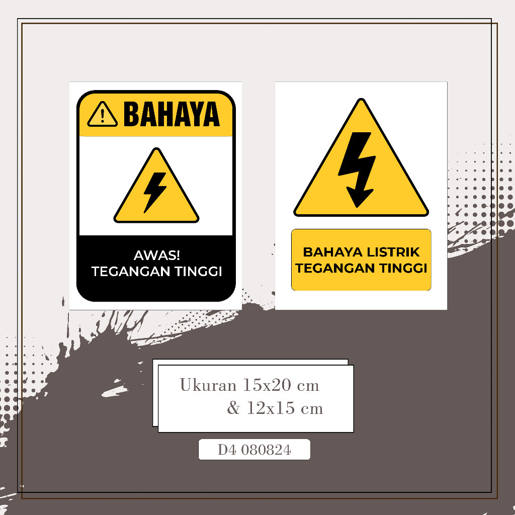 Jual Stiker K3 Awas Tegangan Tinggi Ukuran 15x20 cm dan 12x15,Stiker ...