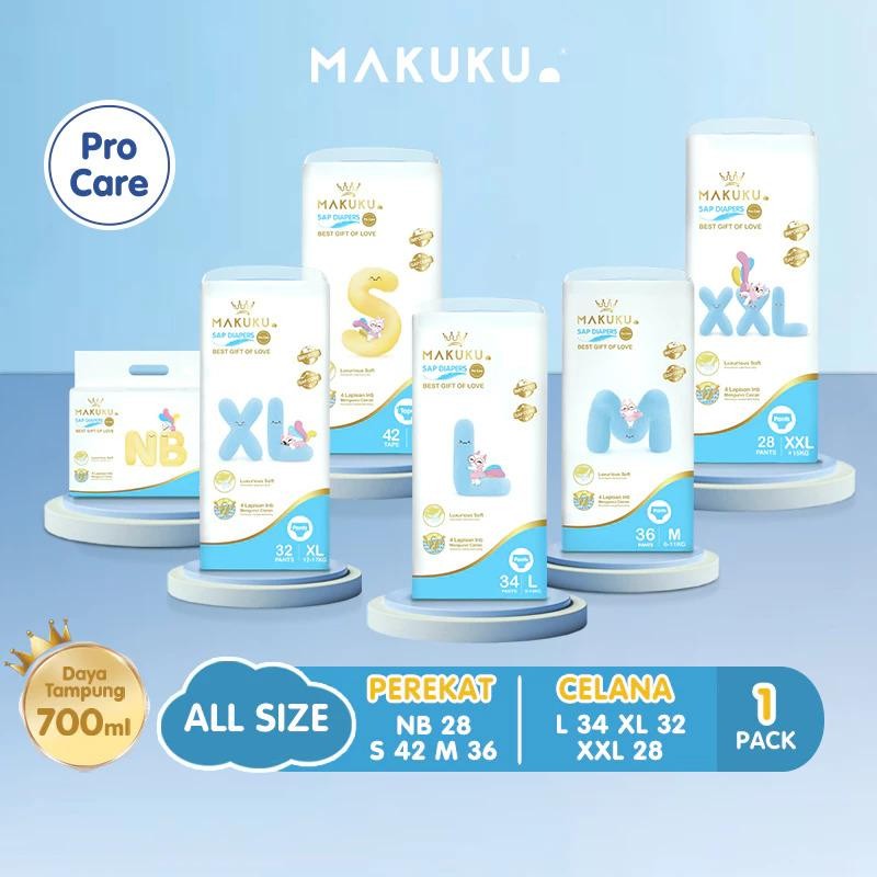 Jual MAKUKU SAP Diapers Premium Pro Care/ Popok Bayi Tipis Extra Dry ...