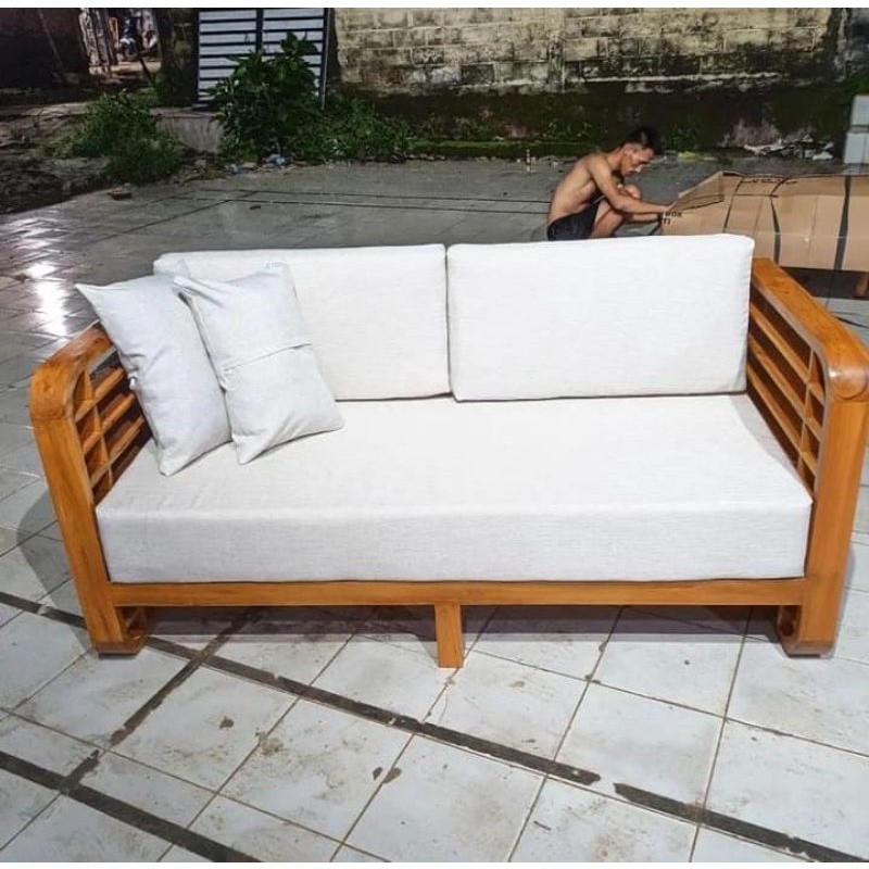 Jual Dions Modern Wood Sofa , Kursi Tamu Kayu Jati | Shopee Indonesia
