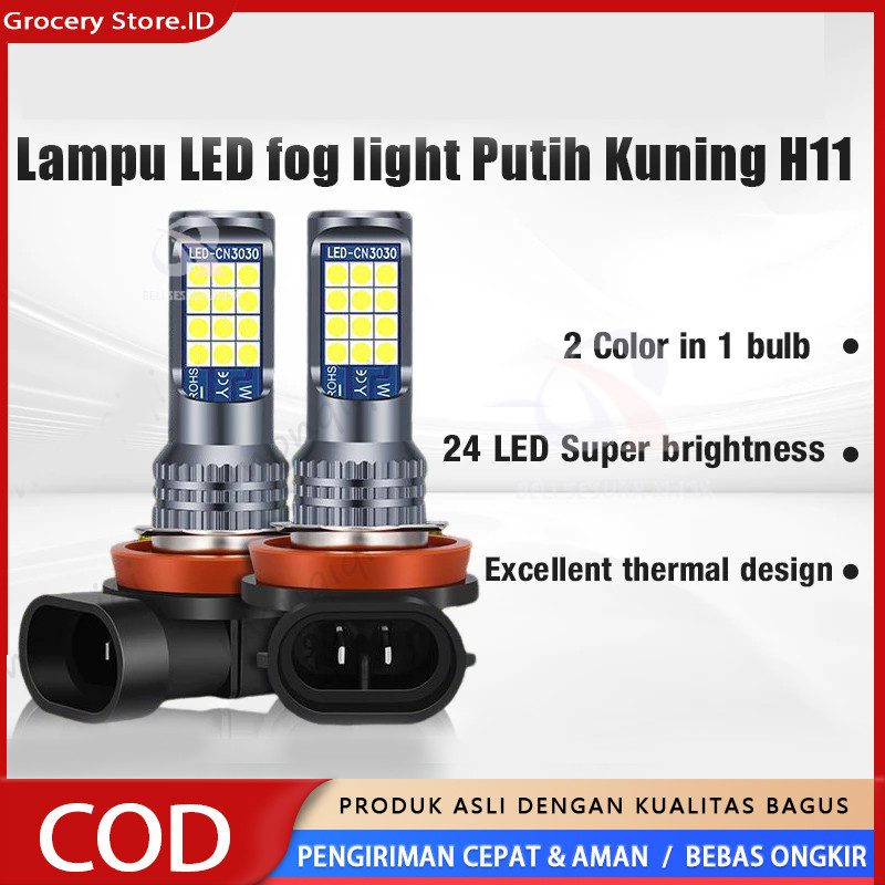 Jual Lampu LED Putih H11 Two Color 24SMD untuk Headlight / Fog lamp Mobil Lampu Depan 3030 SMD ...