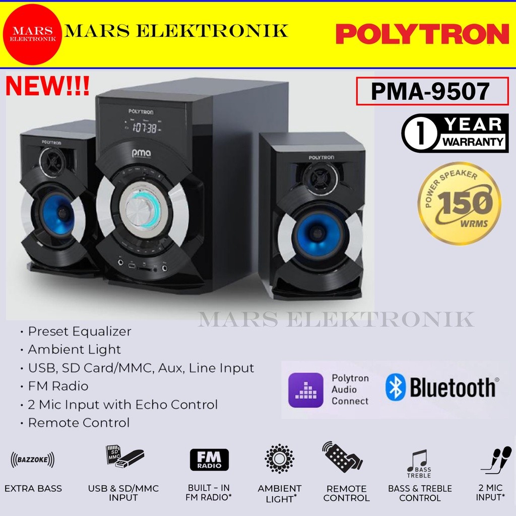 Jual SPEAKER POLYTRON PMA 9507- BLUETOOTH - NEW 2022 - AMBIENT LIGHT - SPEAKER POLYTRON MEJA ...