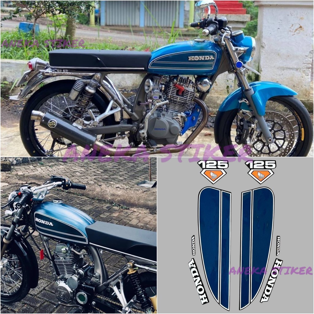Jual Striping Stiker Honda CB 125 CB125 Jadul Old Biru Tua Navy Fullset ...