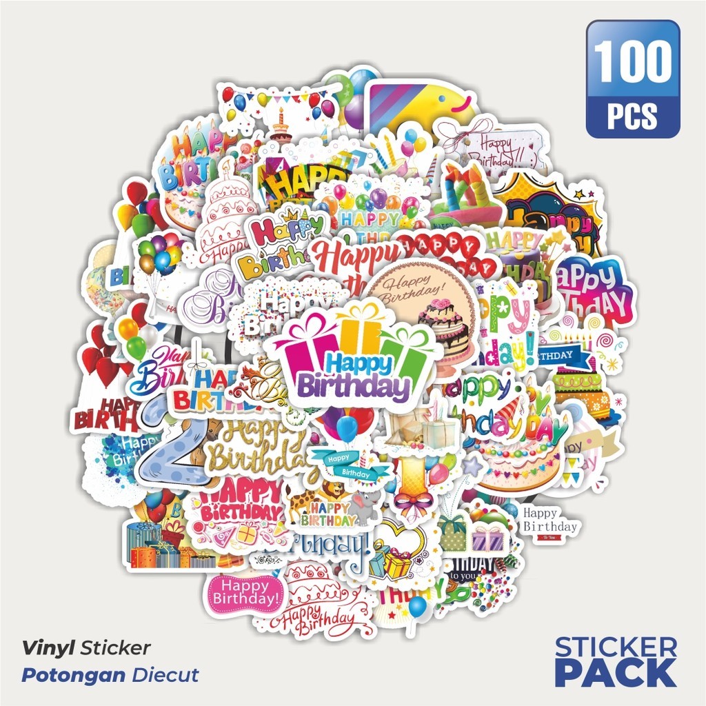 Jual MURAH 100 PCS Stiker Tulisan Happy Birthday/Selamat Ulang Tahun ...