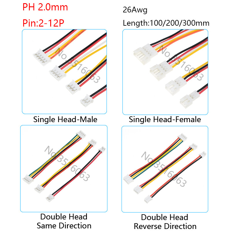 Jual 5/10Pcs Micro JST PH 2.0mm Male/Female Plug Connector With Wire ...