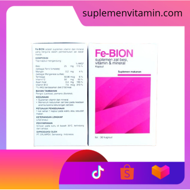 Jual FeBION / Fe-BION Suplemen Vitamin Zat Besi Anemia Original ...