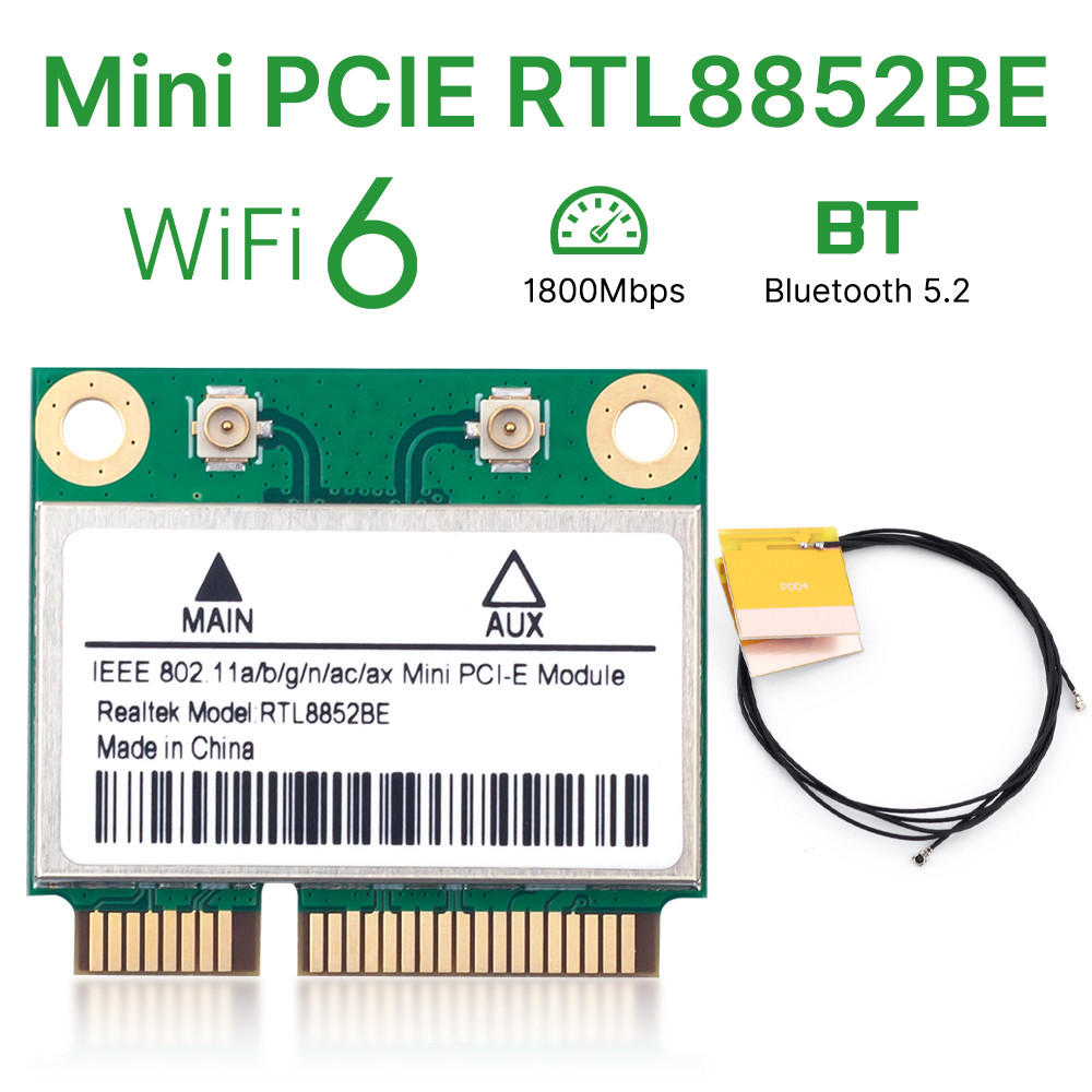 Jual WiFi 6 RTL8852BE 1800Mbps WiFi Card BT5.2 802.11AX Dual Band 2.4G ...