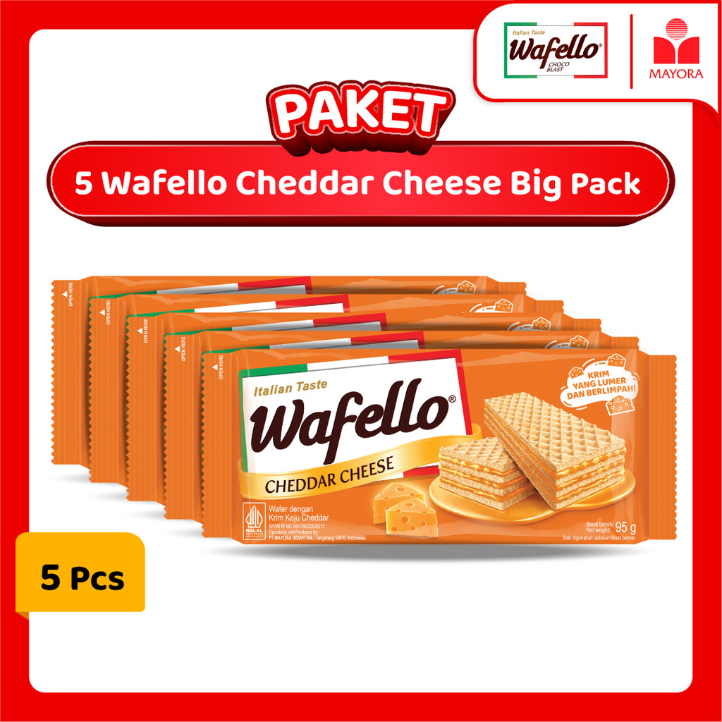 Jual Paket 5 Wafer Wafello Cheddar Cheese Big Pack | Shopee Indonesia