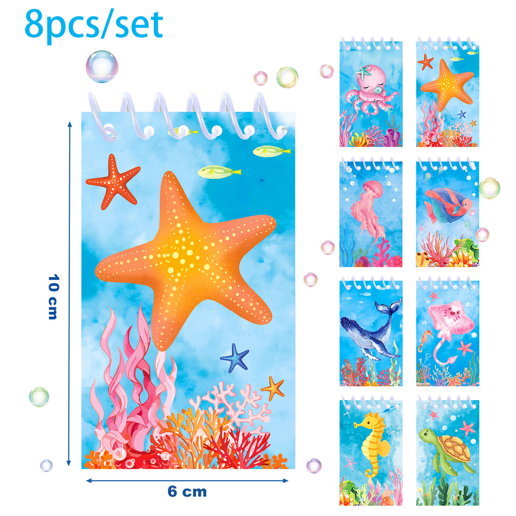 Jual 8pcs Underwater Sea Animals Mini Spiral Pocket Notebooks Memo Pad ...