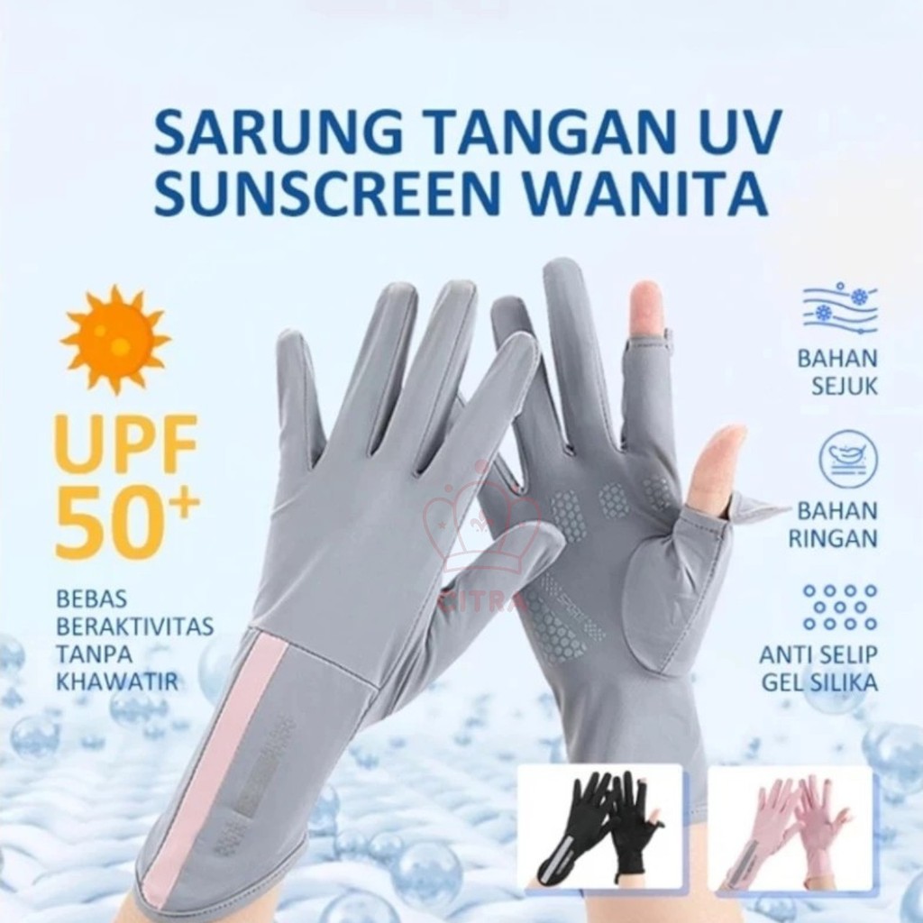 Jual Sarung Tangan Wanita Anti UV Matahari UPF50, Panjang Antislip Sarung Tangan Motor Gloves ...