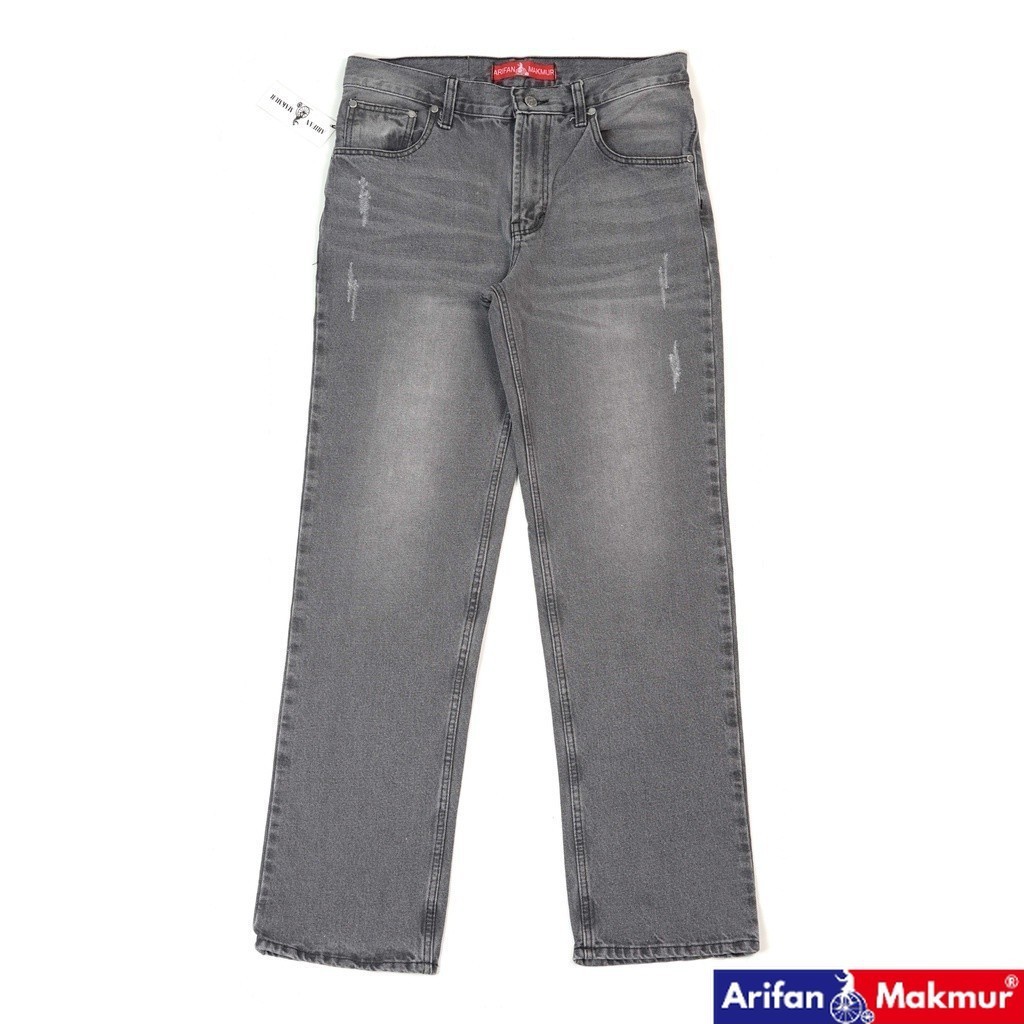 Jual Arifan Makmur Celana Jeans 15 Oz Reguler Fit Spray Grey Whisker ...