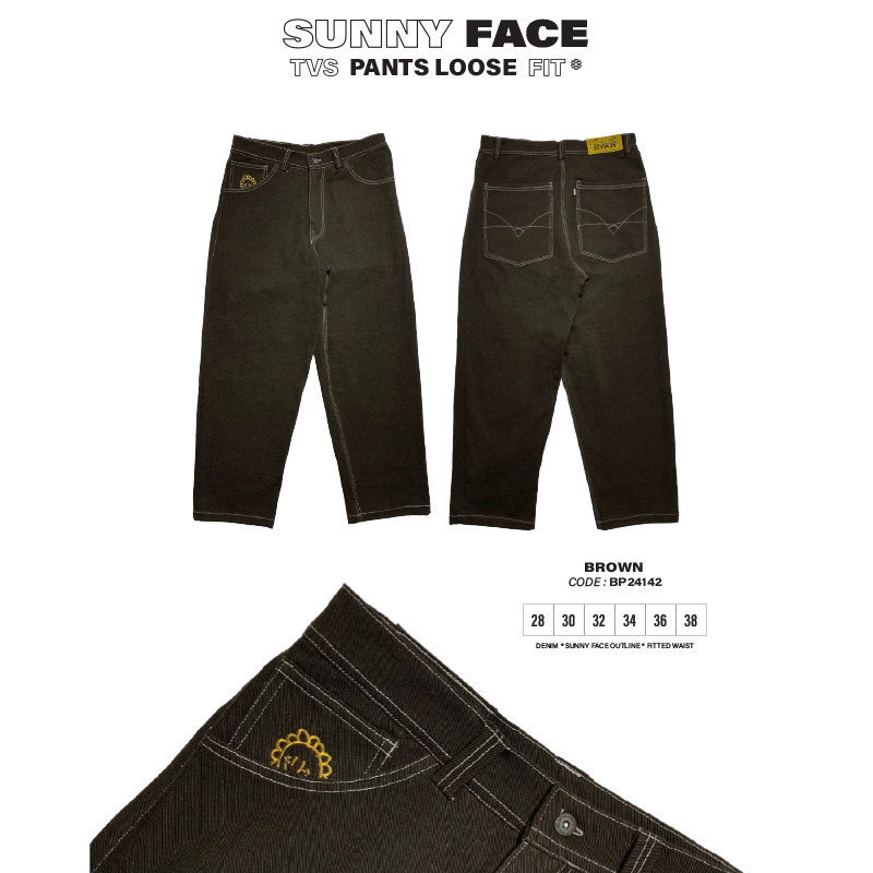 Jual Televisi Star Sunny Face Loose Fit Brown Denim Pants | Shopee ...