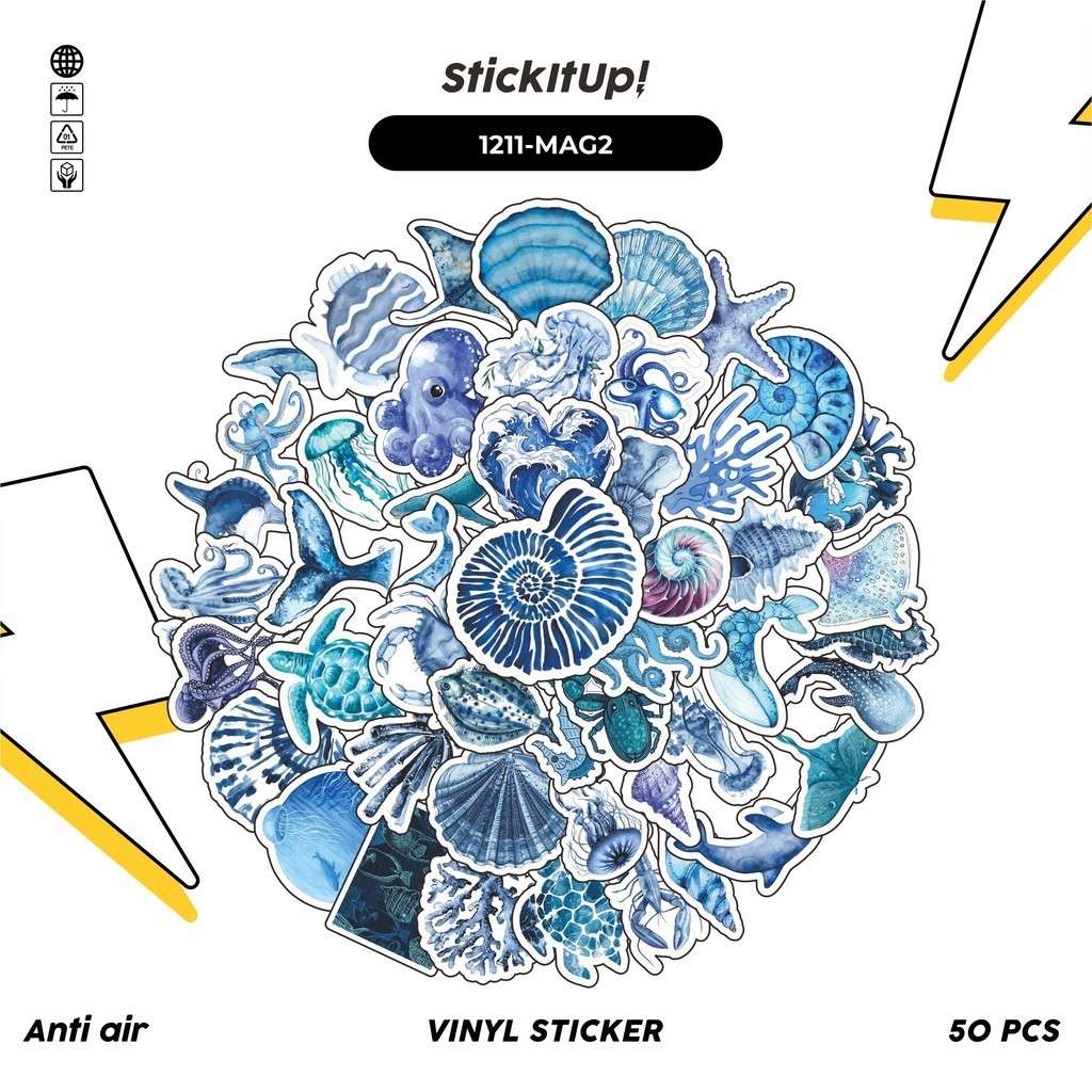 Jual COD 100 Pcs Stiker Laut Magic Sea Biru v2 Lucu Aesthetic Vynil ...