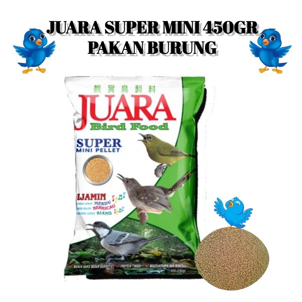 Jual Juara Kuning Coklat Super Mini Pellet Kicau 450gr Pakan Makanan ...