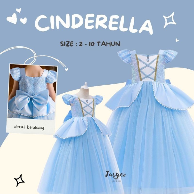 Jual Cinderella Princess Blue Sequins Dress / Dress Kostum Ulang Tahun ...
