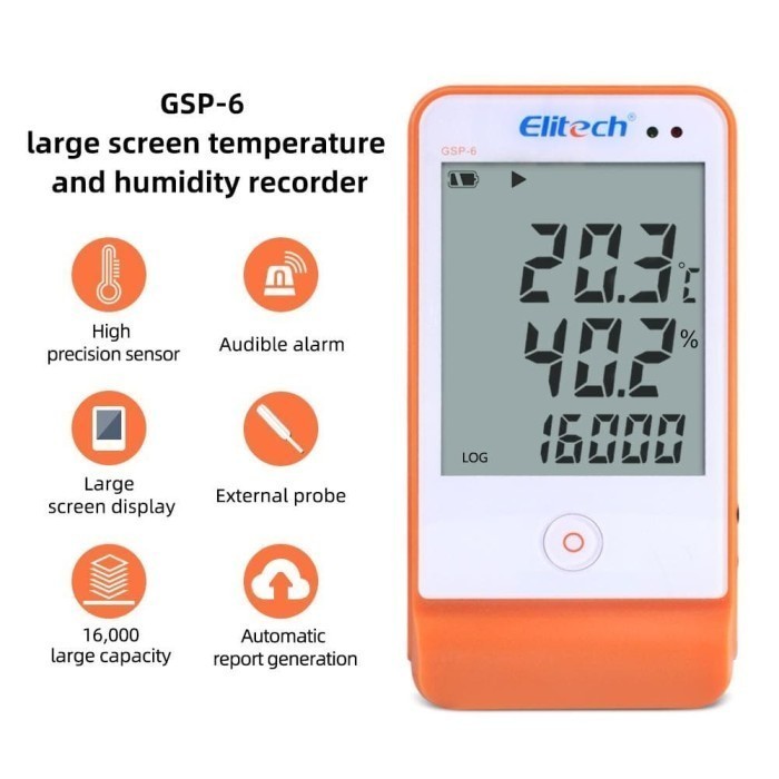 Jual Humidity & Temperature Data Logger Elitech GSP-6 ORIGINAL GSP6 GSP ...