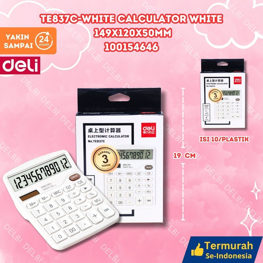 Jual Deli Desktop Calculator / Kalkulator Meja 12 Digit Dual Power Layar LCD TE837C | Shopee ...