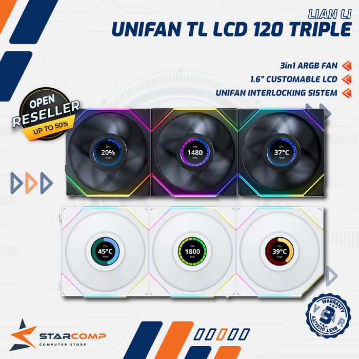 Jual LIAN LI UNIFAN TL LCD 120 Reverse Blade Triple Pack 120mm ARGB ...