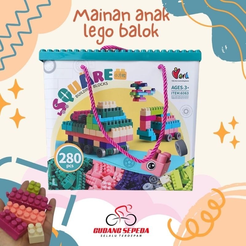 Jual SS56 Mainan balok anak bricks balok 280 pcs set anak, DIY susun ...