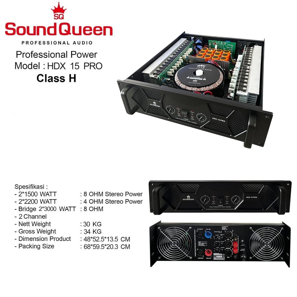 Jual Power Soundqueen HDX 15 PRO Power Amplifier HDX-15P SQ Sound Queen ...