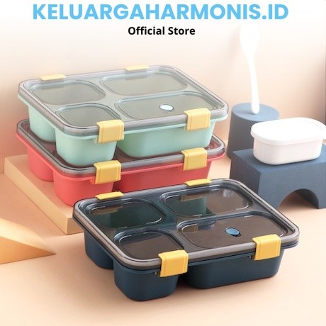 Jual Kotak Bekal Makan 4 sekat Anti tumpah Tempat Makan Dan Sup / Lunch Box Set BPA Free ...