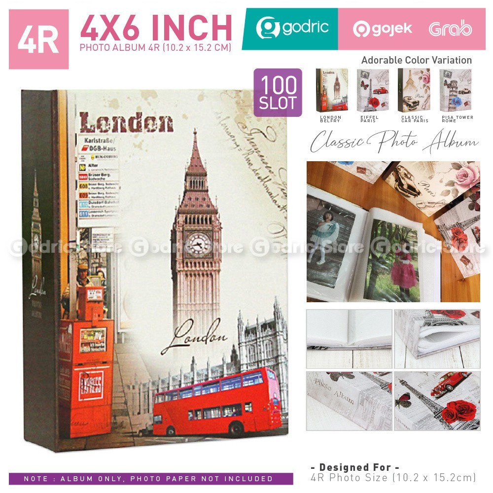 Jual Album Foto Size 4R CLASSIC Motif (4x6 Inch) 100 Slot Photo Album ...
