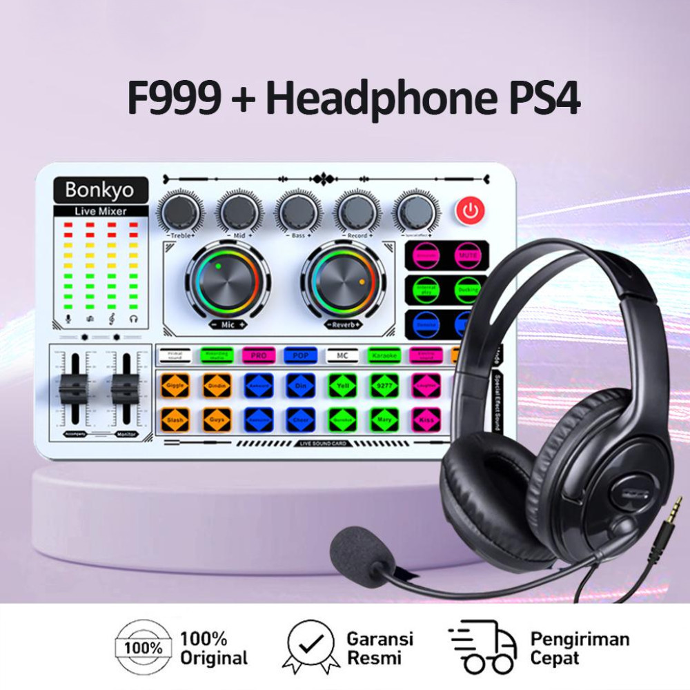 Jual Bonkyo F999+earphones Live Sound Card Live Mixer Periferal ...