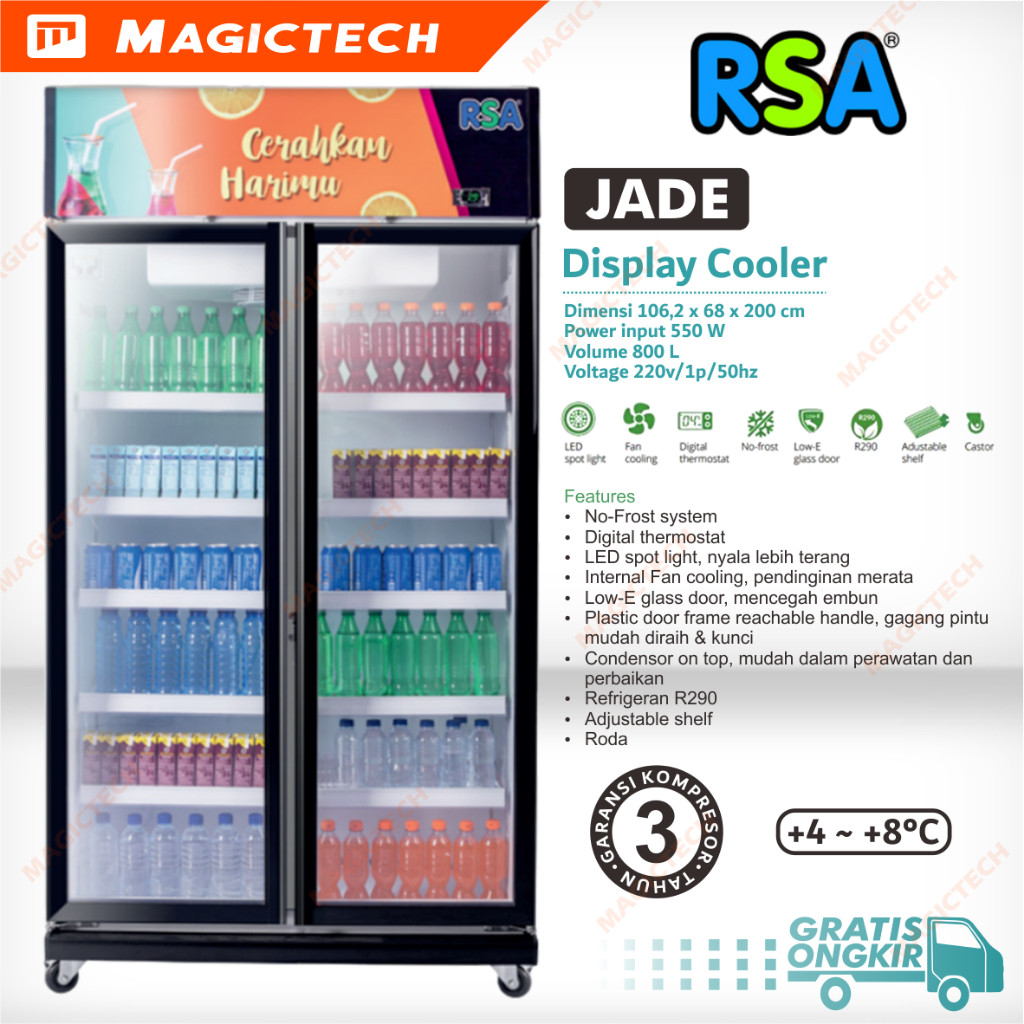 Jual RSA SHOWCASE DISPLAY COOLER JADE 2 PINTU 800 Liter | Shopee Indonesia
