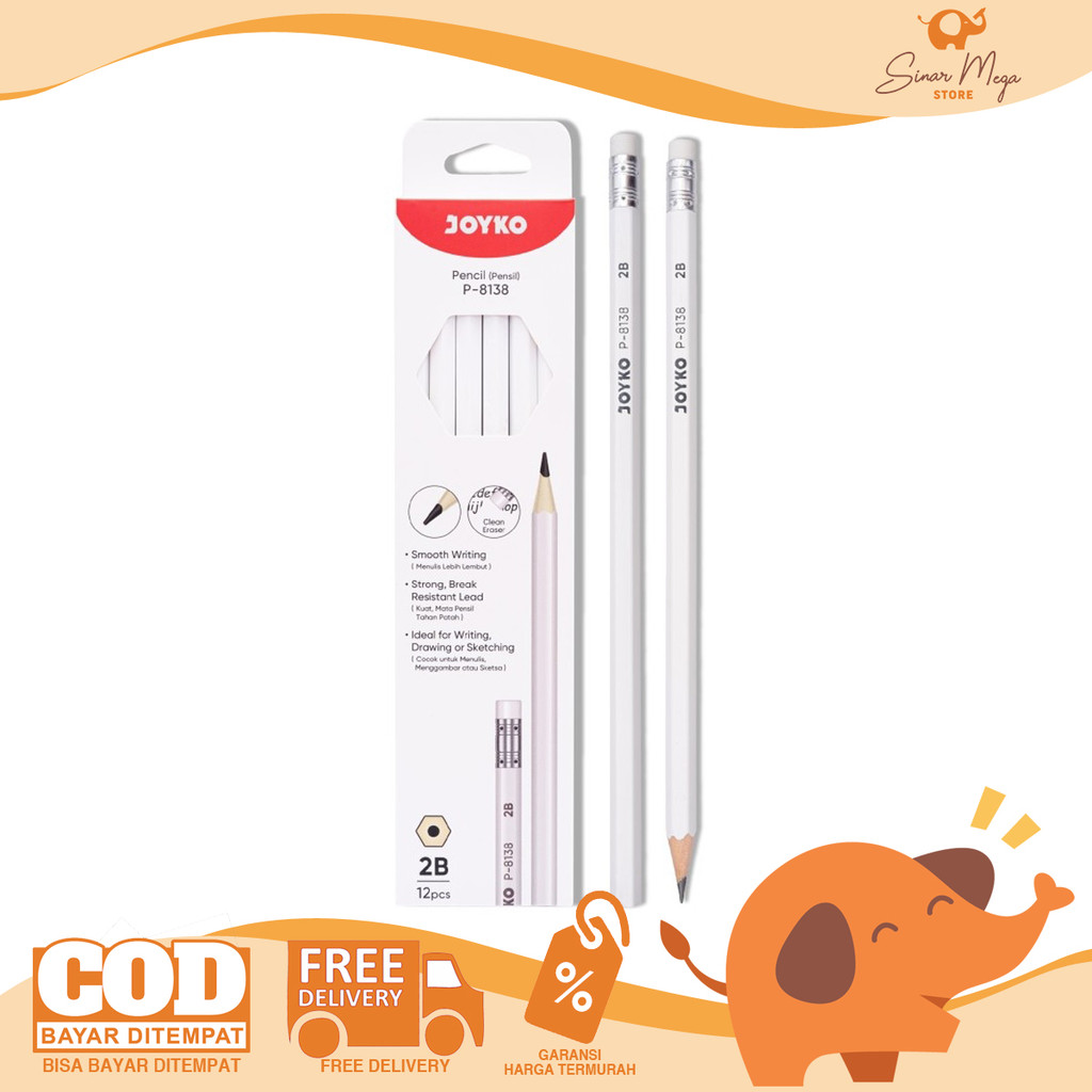 Jual Joyko Pensil 2B P-8138 LUSINAN Isi 12 Hexagonal Pencil For ...