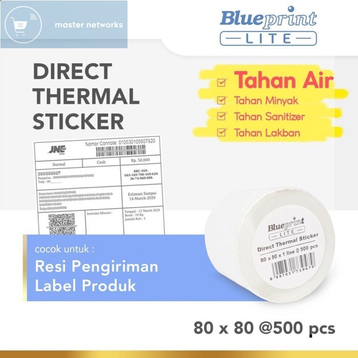 Jual Blueprint Lite Direct Thermal Sticker Label Stiker 80x80 mm 1 Line ...