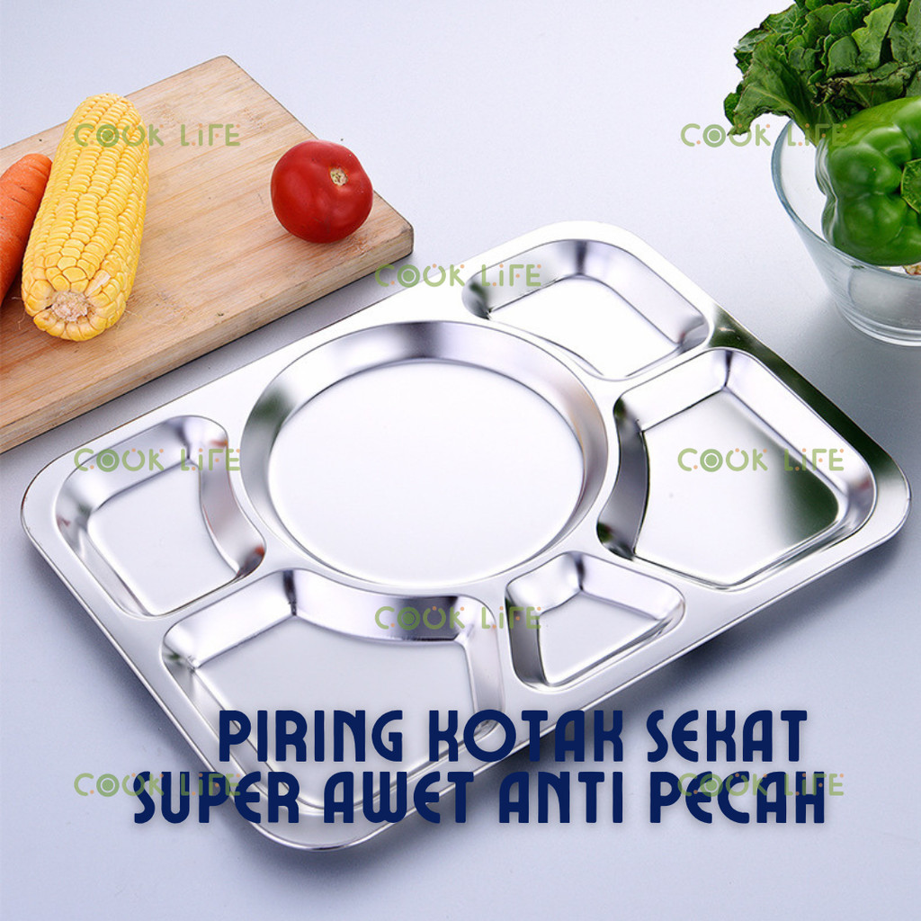 Jual Piring Stainless Steel 6 sekat 39cm - Piring Anti Pecah Piring ...