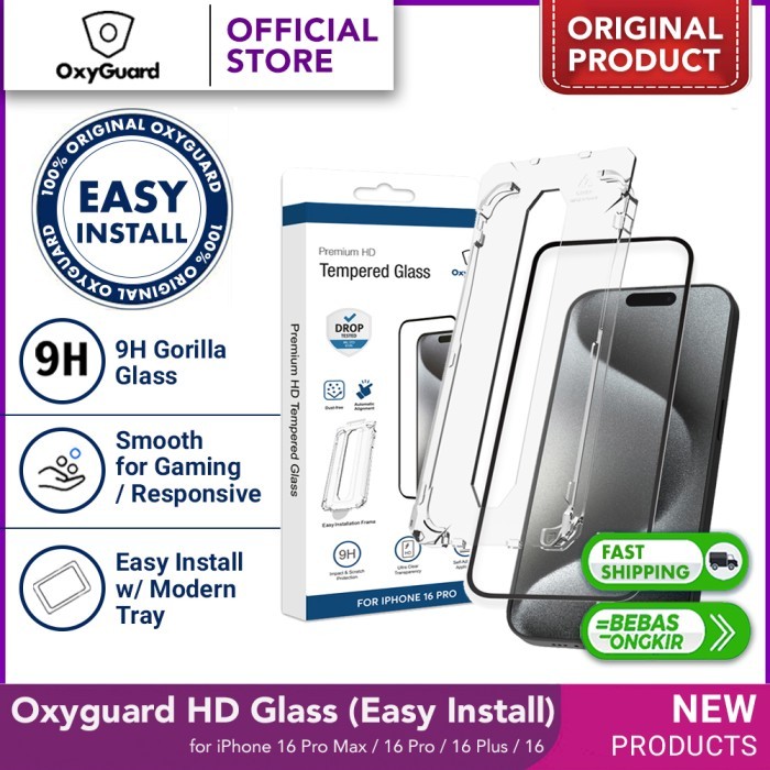 Jual OxyGuard Tempered Glass iPhone 16 Pro Max /16 Pro / 16 Plus - Anti Gores | Shopee Indonesia