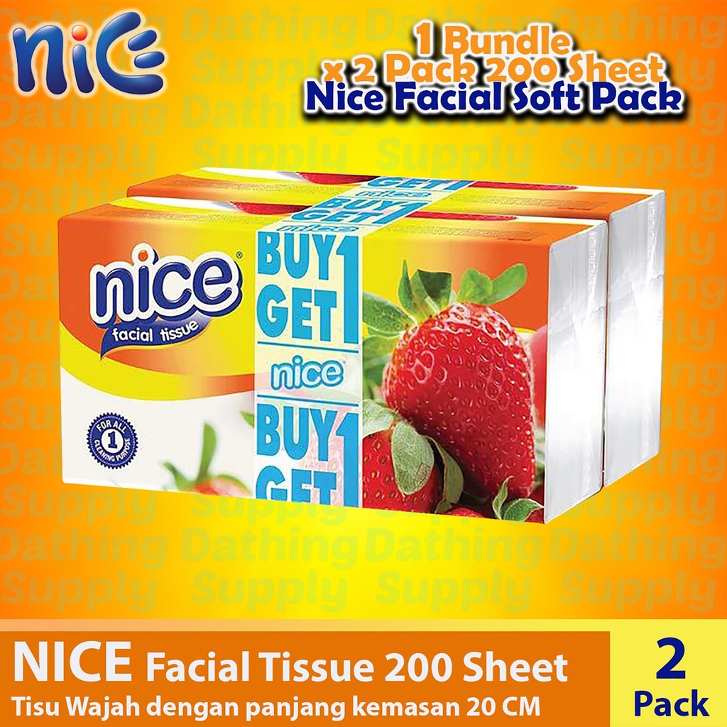 Jual ( Buy 1 Get 1 Free ) Tisu Nice Facial Tisu 200 Sheet - 2 Ply ...