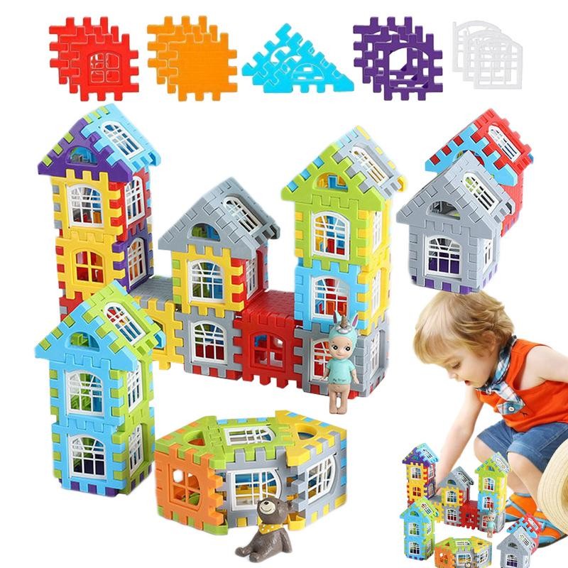 Jual Interlocking Building Block Set Construction Playboards Colorful ...
