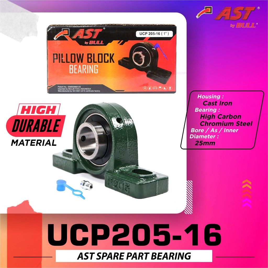 Jual AST bearing pillow block / bering gunung laker klahar UCP205-16 diameter 25,4mm | Shopee ...