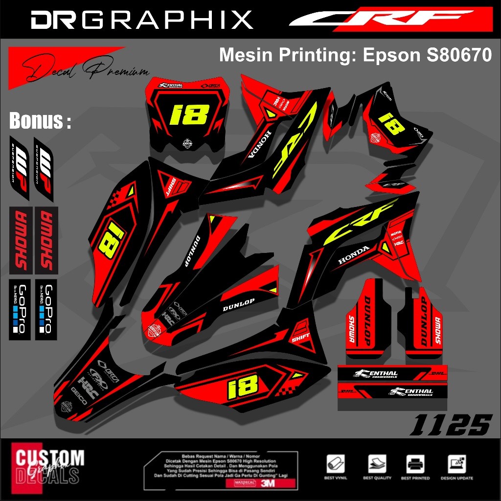 Jual Decal sticker Honda CRF fullbody laminasi glossy/doff desain keren ...