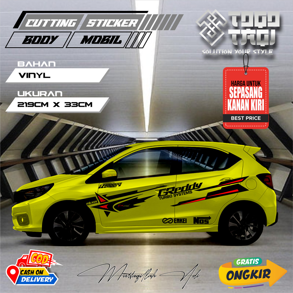 Jual STIKER CUTTING MOBIL BRIO MODEL GREDDY STICKER BODY MOBIL KEREN ...