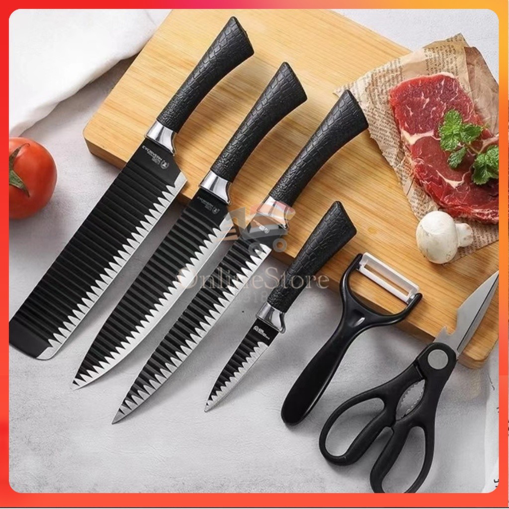 Jual OS-F414-6 Pcs Pisau Set Kualitas Tinggi Stainless Steel ...