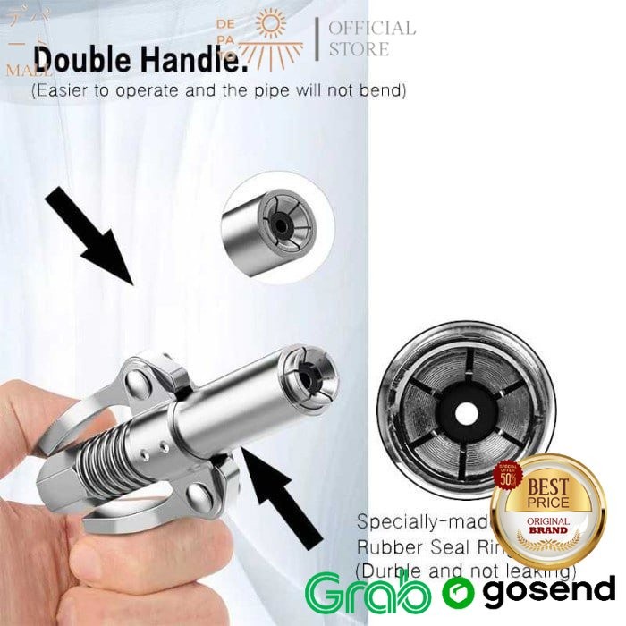 Jual Kepala Pompa Grease Gun Grease Coupler Heavy Duty Kunci Ganda ...
