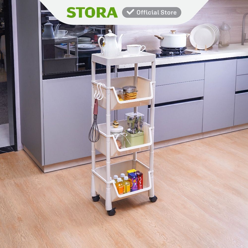 Jual Stora Rak Troli 4 Tingkat - Putih Ivory Tempat Penyimpanan ...