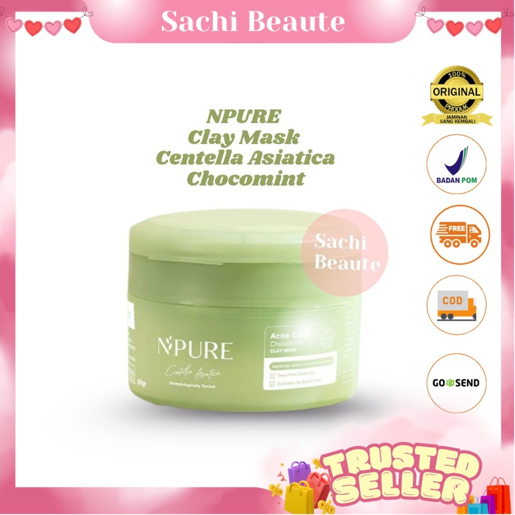 Jual NPURE Clay Mask Centella Asiatica Chocomint | Shopee Indonesia